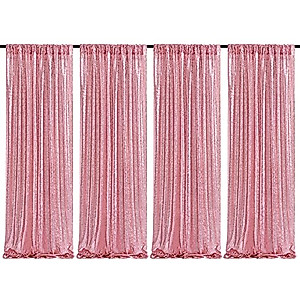 Sequin Backdrop 4 Packs 2ftx8ft Glitter Blush Pink Party Backdrop Curtain Wedding Ceremony Birthday Backdrop Background Decoration