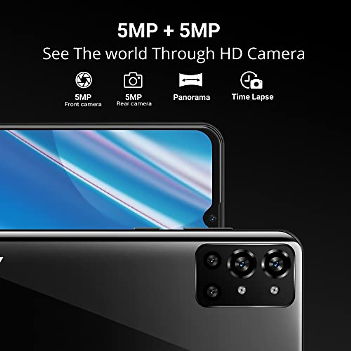 XGODY X14 Unlocked Smartphones, 6.52 Inch Large Screen 4G Dual Sim Mobile Phones, Dual 5MP + 256GB Extended Storage Cheap Cell Phones, Android 9.0 OS, 3000mAh Massive Battery, Face Recognition (Black)