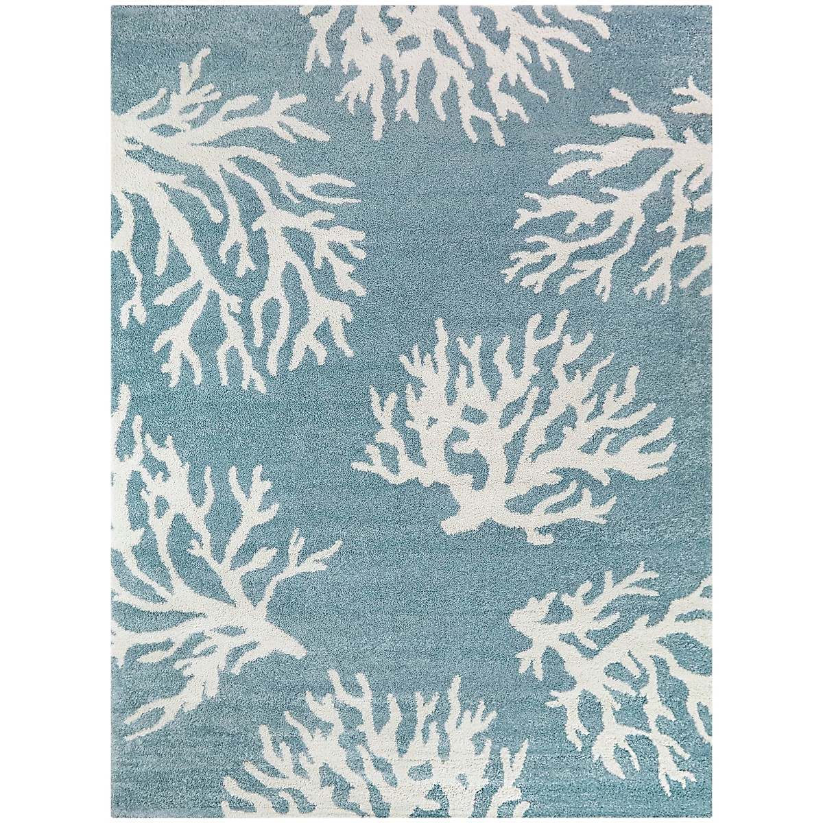 Balta Rugs Caistor Coastal Coral Print Area Rug, Light Blue, 7' 10" x 10'