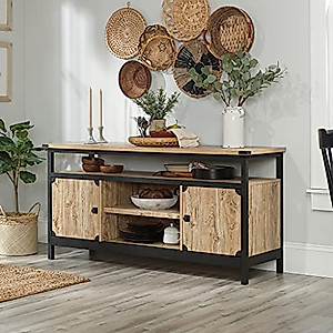 Sauder Steel River TV Stand with Doors, L: 60.24" x W: 19.09" x H: 29.72", Milled Mesquite Finish