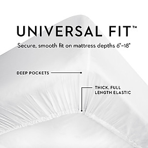 MALOUF SLEEP TITE Quilted Mattress Pad with Soft Down Alternative Fill-Hypoallergenic, Queen, White