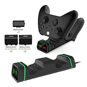GAMFAMI Controller Charging Station for Xbox One, Controller Charger with 2 x 800mAh Rechargeable Battery Packs Compatible for Xbox One/One X/One S/Xbox One Elite Wireless Controllers…