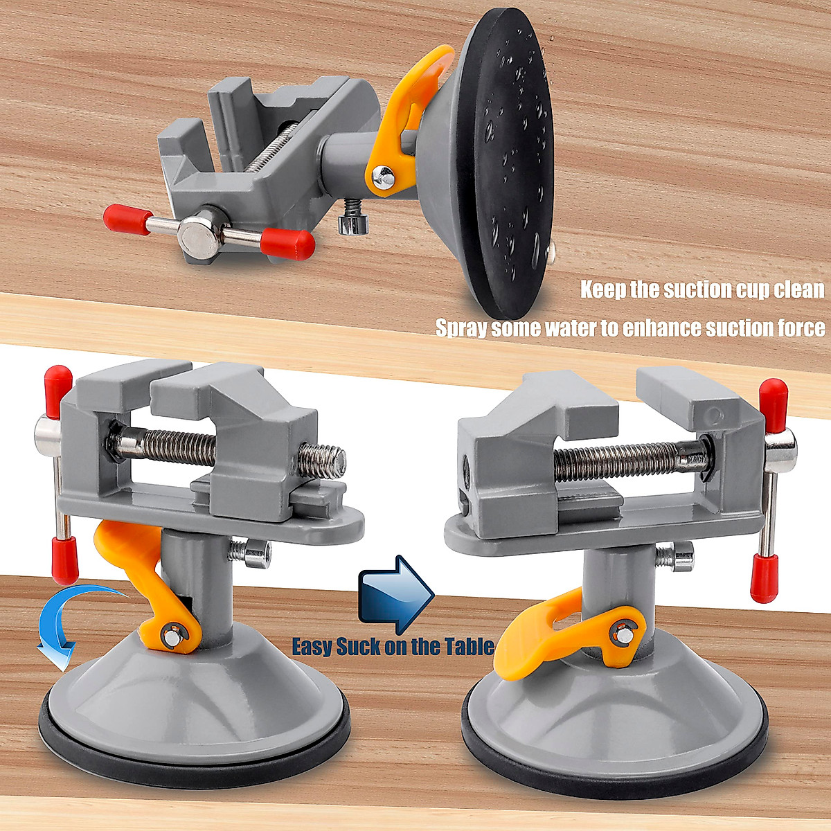 Yakamoz Mini Bench Vise 360 Degree Suction Vise Small Table Vice Clamp Workbench Vise for Jewelry Making DIY Wood Craft Carving Breads Drilling Bed Tool