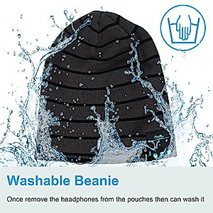 Qshell Winter Comfy Bluetooth Beanie Washable Hat w/Basic Knit Music Cap with Speakers & Mic Hands Free Wireless Bluetooth Headsets for Running Skiing Skating Hiking, Gray