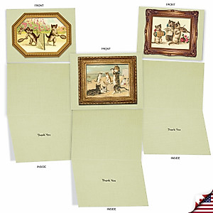 The Best Card Company - 10 Thank You Assortment Note Cards w/Envelopes, Assorted Set of Thank You Cards4 x 5.12 inch - Funny Feline M1737TY