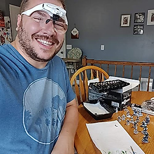 TMANGO Magnifying Glasses with LED Lights,Storage Case | Rechargeable Head Mount Magnifier for Close Up Work, Cross Stitch, Watch Repair, Jewelry，Hobby Crafts,Reading Aid