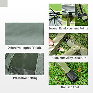 Outsunny Multifunctional Folding Camping Cots for Adults, Elevated Tent with Sleeping Bag, Thick Air Mattress Pad, Portable Single Sleeping Cot Camping Bed