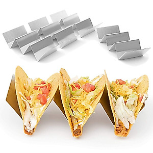 Stainless Taco Holders Stand 3 Tacos Each. Heavy Duty Quality! Taco Shell Holders - Taco Stainless Stand - Taco Baking Rack - Soft Taco Stand & Hard Taco Holder - Taco Shell Tray Tuesday Server (2)