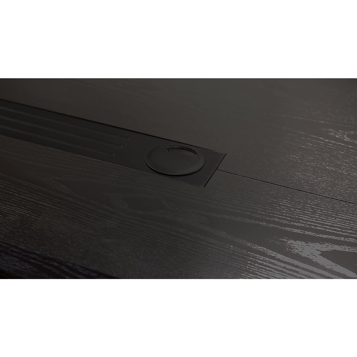 Zuri Furniture 79" Modern Ford Executive Desk with Filing Cabinets - Black Oak