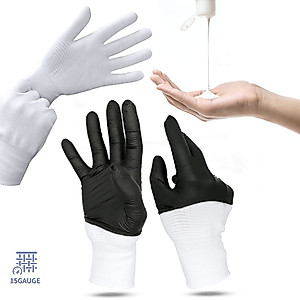 Youneedthat Eczema Aerosilver Safety Nitrile Glove Liners 20 Count, Seamless Non-slip Grip Food Prep Gloves, White(S,M,L) (Large (Pack of 20)