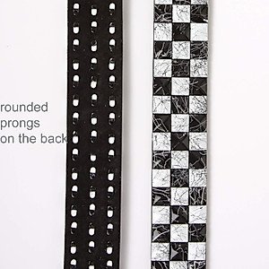 Snap On 1 1/2" White & Black Checkerboard Punk Rock Studded Belt, l 36"-38"