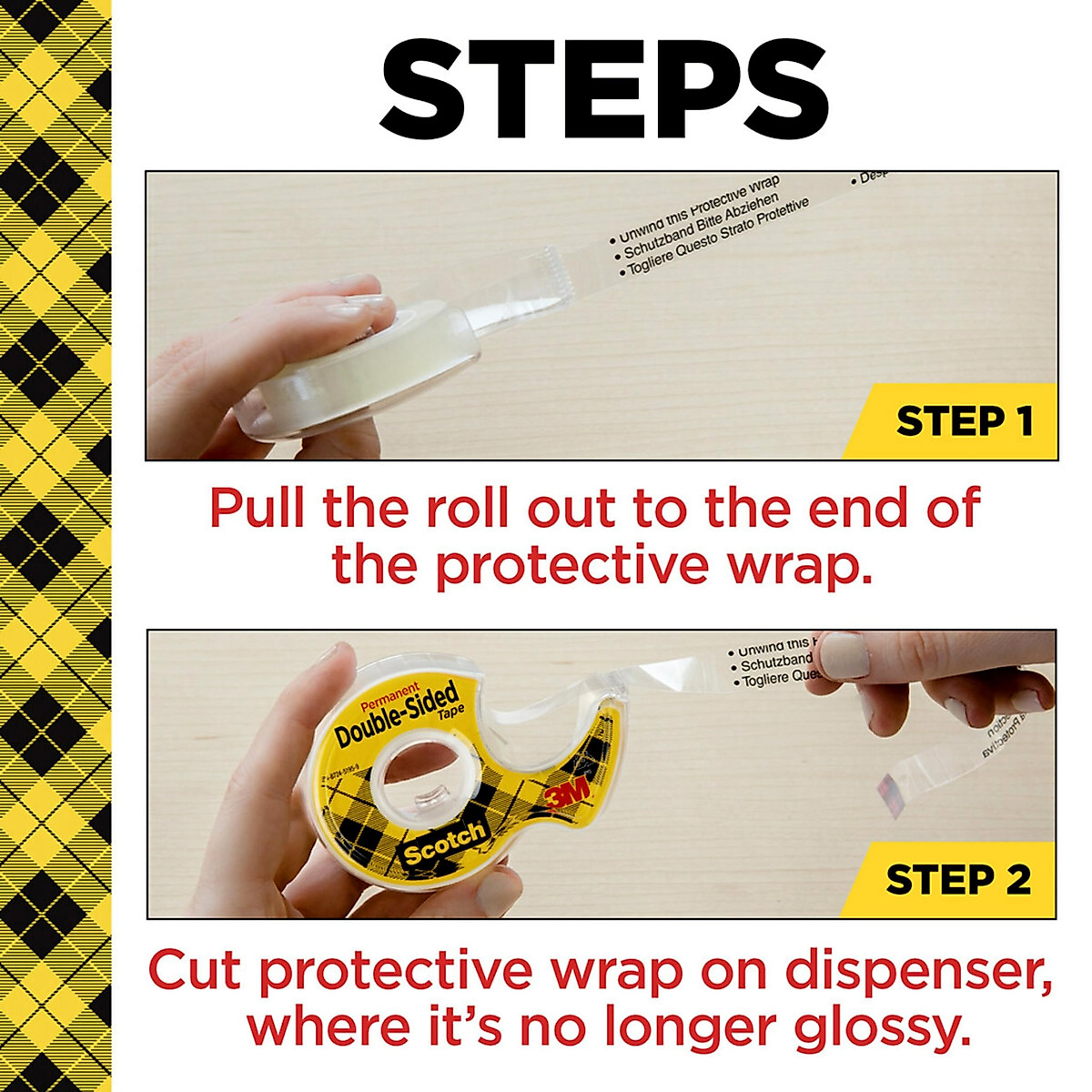 Scotch Double Sided Tape, 1/2 in x 500 in, 6 Dispensered Rolls (6137H-2PC-MP)