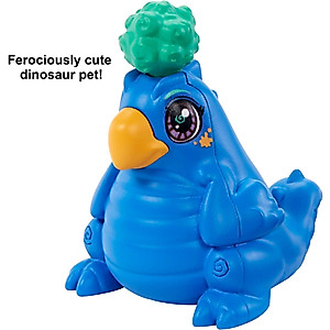 Mattel Cave Club Slate Doll (8-10-inch, Blue Hair) Poseable Prehistoric Fashion Doll with Dinosaur Pet and Accessories, Gift for 4 Year Olds and Up