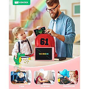 KOKODI LCD Writing Tablet, 10 Inch Colorful Toddler Doodle Board Drawing Tablet, Erasable Reusable Electronic Drawing Pads, Educational and Learning Toy for 3-6 Years Old Boy and Girls