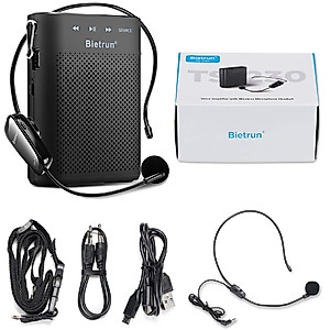 Bietrun Voice Amplifier for Teachers with Bluetooth, Portable Rechargeable Wireless Voice Amplifier with Headset Microphone Portable Megaphone Speaker for Teaching, Coach, Instructor, Tour Guide