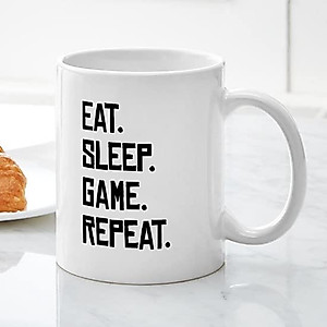 CafePress Eat Sleep Game Repeat Mugs Ceramic Coffee Mug, Tea Cup 11 oz