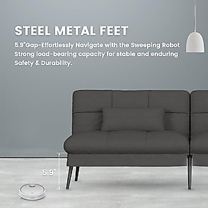 COMHOMA Convertible Futon Sofa Bed, 68″Fabric Futon Couch with Adjustable Backrest, Folding Futon Sleeper Recliner for Living Room Furniture (Black)