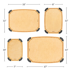 Elihome Essential Series Cutting Board for Kitchen- Natural Wood Fiber Composite, Dishwasher Safe, Eco-Friendly, Juice Grooves, Non-slip Feet, Non-Porous, Reversible, BPA Free, Large- 14" x 10")