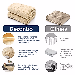 DEZANBO Twin Size Blanket for Bed: Soft Fleece Plush Sherpa - Fuzzy Fluffy Warm Cozy Lightweight 70x80 Inch Beige