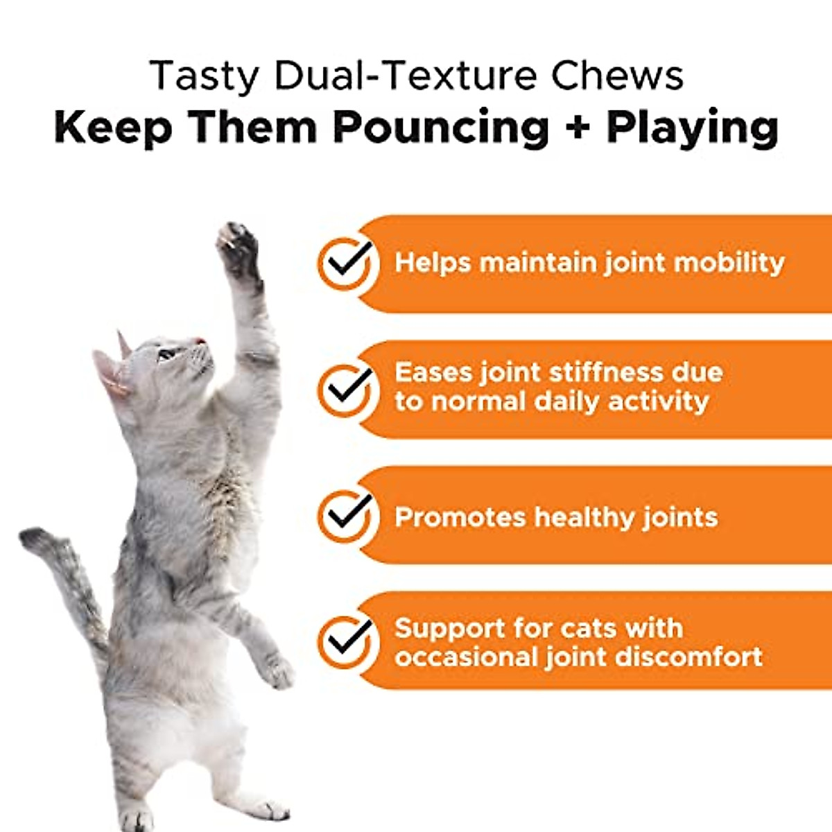 Pet Honesty Cat Hip & Joint Health Chews - Glucosamine for Cats, Cat Joint Support Supplement, Cat Health Supplies & Hip Support, Cat Vitamins for Indoor Cats & Outdoor Cats - Chicken (30-Day Supply)