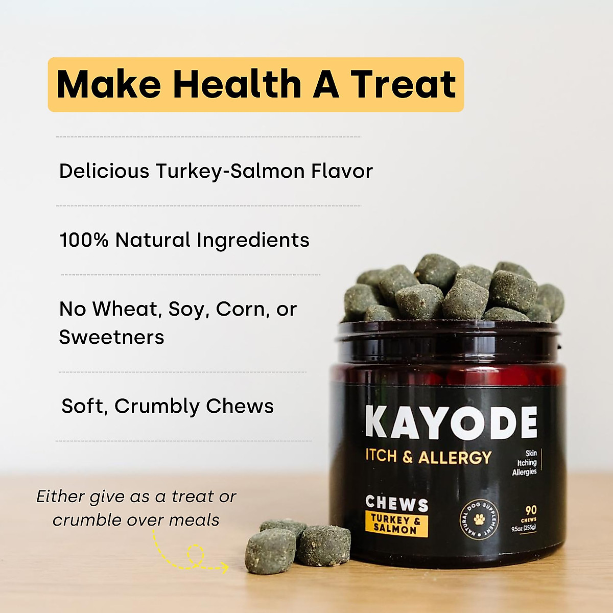 Doggie Greens - Natural Dog Vitamins & Probiotics for Dogs. No Messy Powder. Includes Spirulina, Kelp & Antioxidant Berry Mix. 6-in-1 Dog Supplements & Vitamins Chews. Super Greens for Dogs.