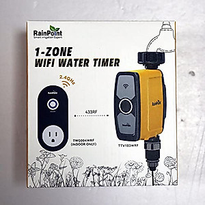 RAINPOINT Sprinkler Timer with Wi-Fi Hub, Smart Watering Timer Programmable Water Timer Hose Faucet Timer, Wireless Remote Control Irrigation System with Water Flow Meter, for Outdoor Yard, Garden