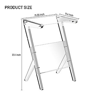 Eglaf Acrylic Side Table - Modern End Table with Magazine Holder - Clear Nightstand Bedside Table for Living Room, Bedroom, Small Space -11.4'' D x 15.4'' W x 23.1'' H, Z-Shaped