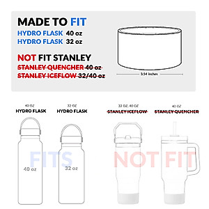 REUZBL Protective Silicone Bottle Boot for Owala FreeSip 40 oz, Hydro Flask 32-40 oz, Iron Flask, Takeya, Thermoflask, and Similar Wide Mouth Water Bottles, Protective Bottle Accessory