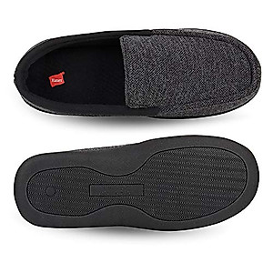 Hanes Mens Slippers House Shoes Moccasin Comfort Memory Foam Indoor Outdoor Fresh IQ,Dark Black,Medium
