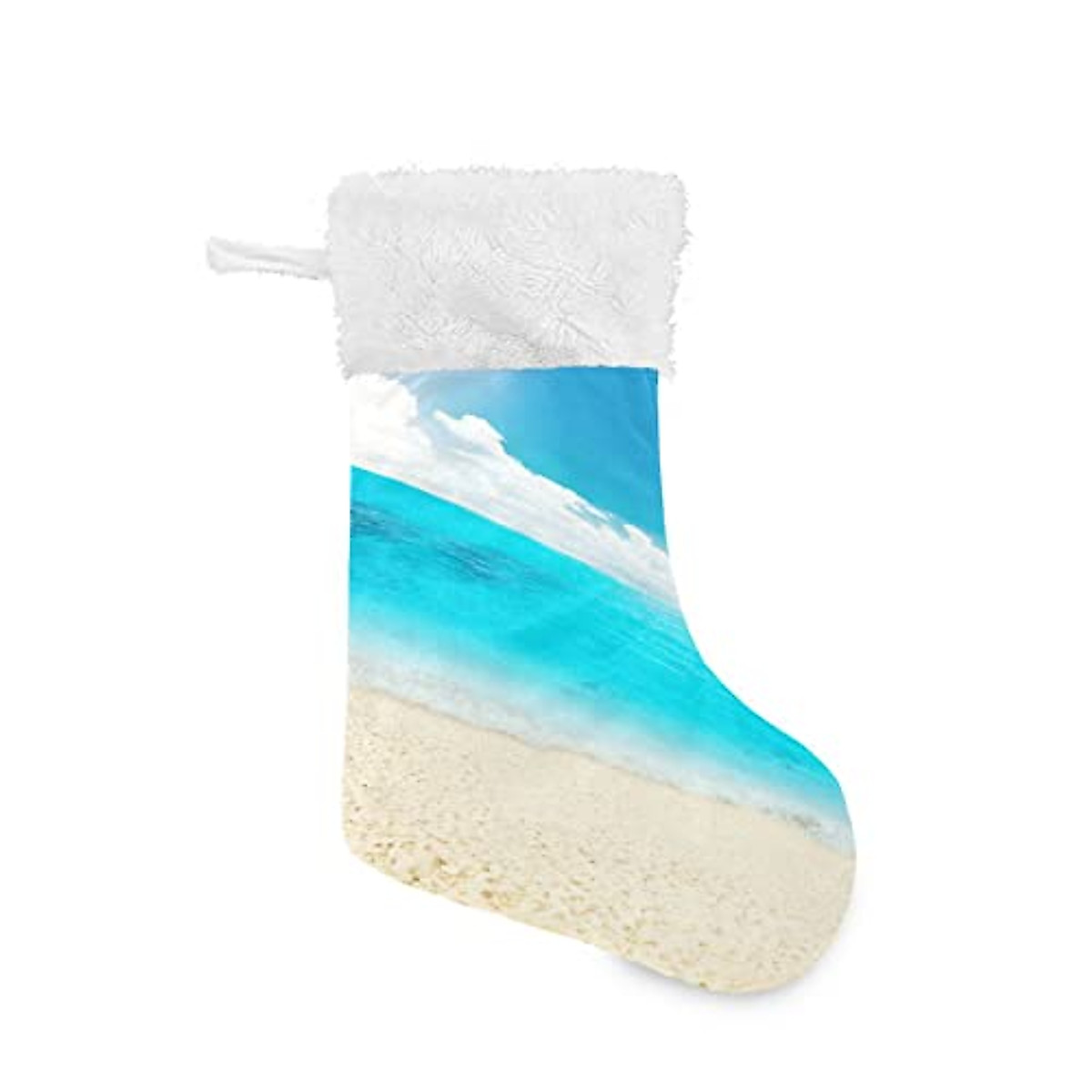 Kigai Christmas Stockings Summer Island Beach Large Candy Stockings Stuffers Kids Cute Xmas Sock Decorations 1PC for Home Holiday Party 12" x18"