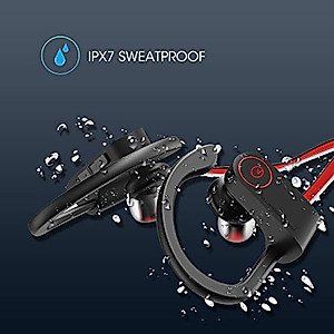 noot products NP11 Wireless Earphones Bluetooth in-Ear Headphones with Ear Hook/Mic, Volume & Remote Control IPX7 Sweatproof Earbuds for Sports, Workout, Running, Exercise, Gym (Black)