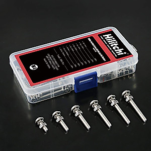 Hilitchi 300-Piece M4 Phillips Pan Head Screws Bolt Nut Lock Flat Washers Assortment Kit, 304 Stainless Steel
