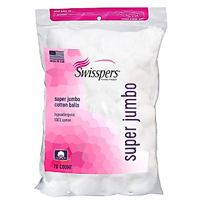 Swisspers Cotton Balls Jumbo Plus Size, 70 Count (Pack of 3)