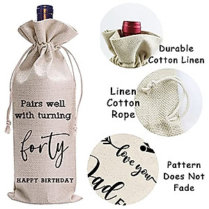 LANBAIHE 40th Birthday Wine Bag,Funny Birthday Party Gifts,Forty 40 Years Old Birthday Gifts Wine Bag for Mom,Wife, Friend,Sister,Brother, Him,Colleague,Coworker (40th Wine Bags)
