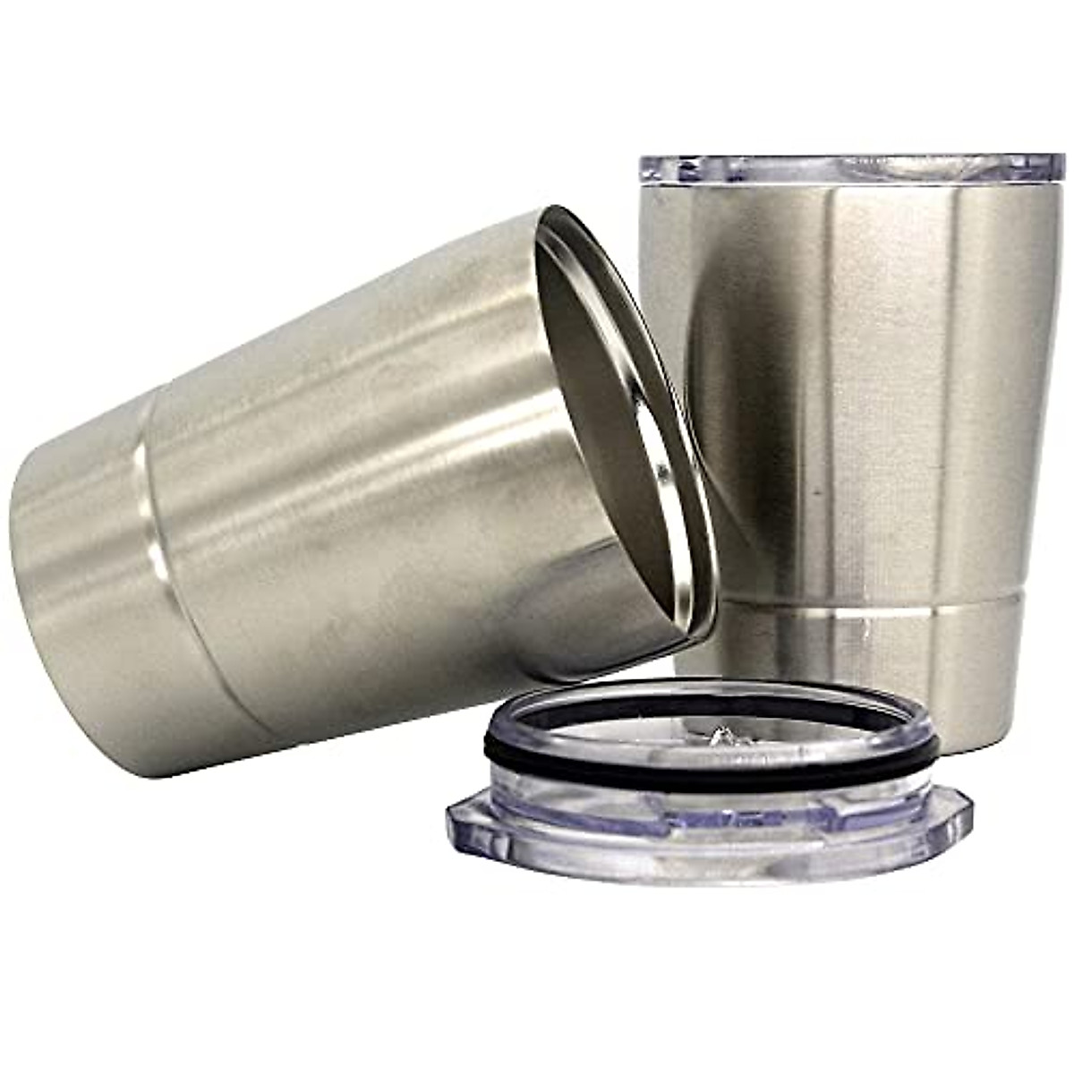 DUOLE 2pcs, Reusable Travel Mug for Kids (Boys/Girls) Adults (Men/Women) Silver Mini Thermal Cup for Boys Girls Men Women with Spill-Free Lid Coffee Cup for Hot & Cold Drinks 8oz/230ml