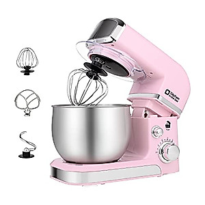 Kitchen in the box Stand Mixer,3.2Qt Small Electric Food Mixer,6 Speeds Portable Lightweight Kitchen Mixer for Daily Use with Egg Whisk,Dough Hook,Flat Beater (Pink)