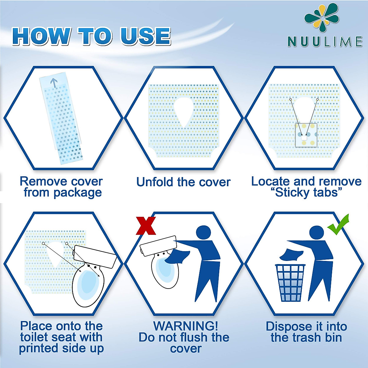 Toilet Seat Covers Disposable - 30 Pack - Extra Large Portable Liners for Bathroom, Road Trip, Child Travel, Toddler Potty Training, Adults On the Go - Individually Wrapped, Waterproof, Soft Clean Pad