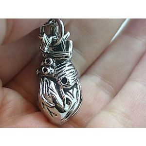 Pearlina Anatomical Heart Necklace Man or Woman 3D Pendant Oxidized Antique-Finish Stainless Steel, 24"