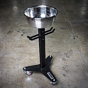 GRIND FITNESS Portable Chalk Bowl with Locking Caster Wheels and Accessory Holder