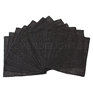 CleverDelights 6 Inch Black Burlap Squares - 12 Pack - Jute Burlap Fabric - Finished Edges - 6" x 6"