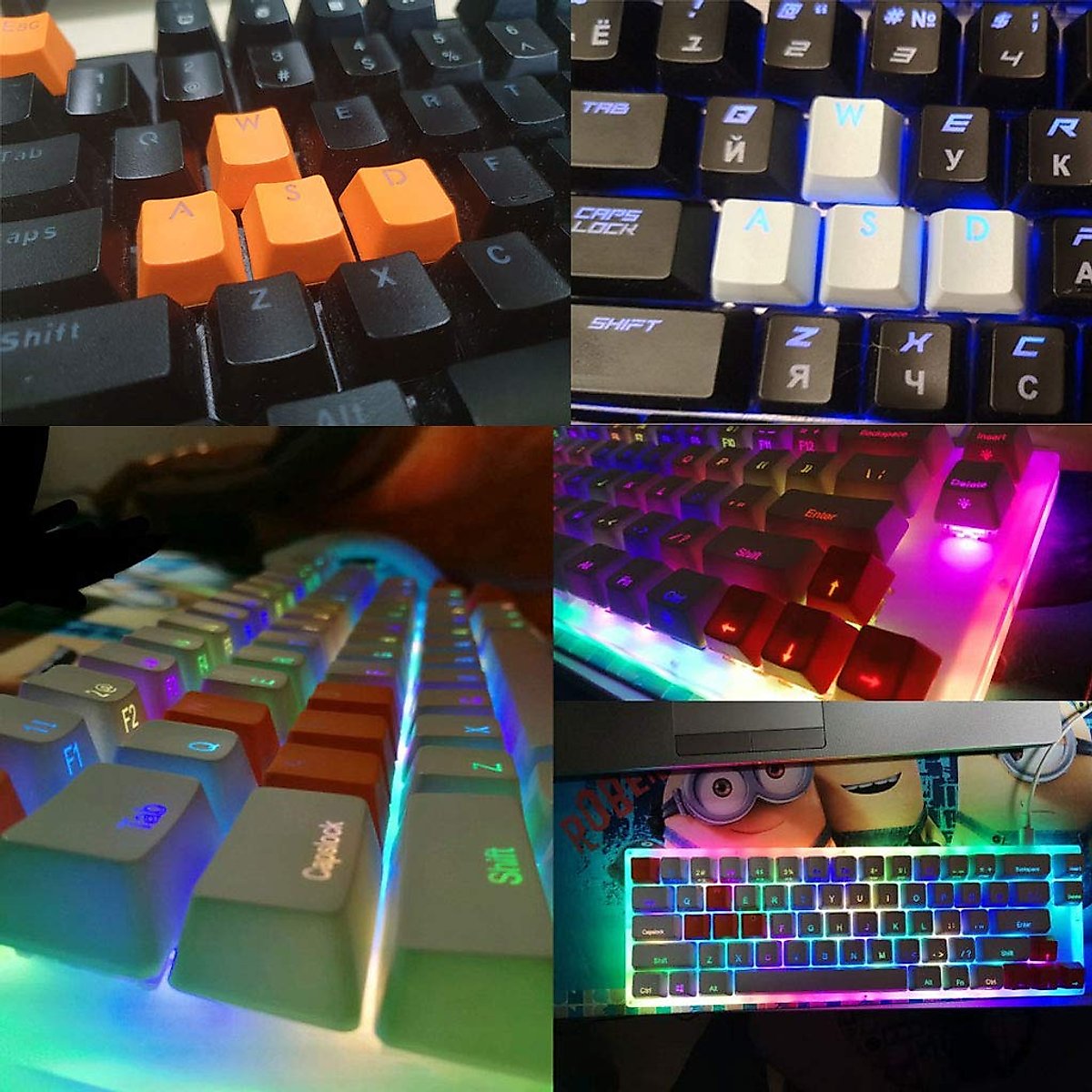 sara-u 9 Keys PBT Backlit Keycaps WASD/ESC/Direction Cherry MX Keycaps With Key Cap Puller For MX Switches Backlit Mechanical Gaming Keyboard, one, Red