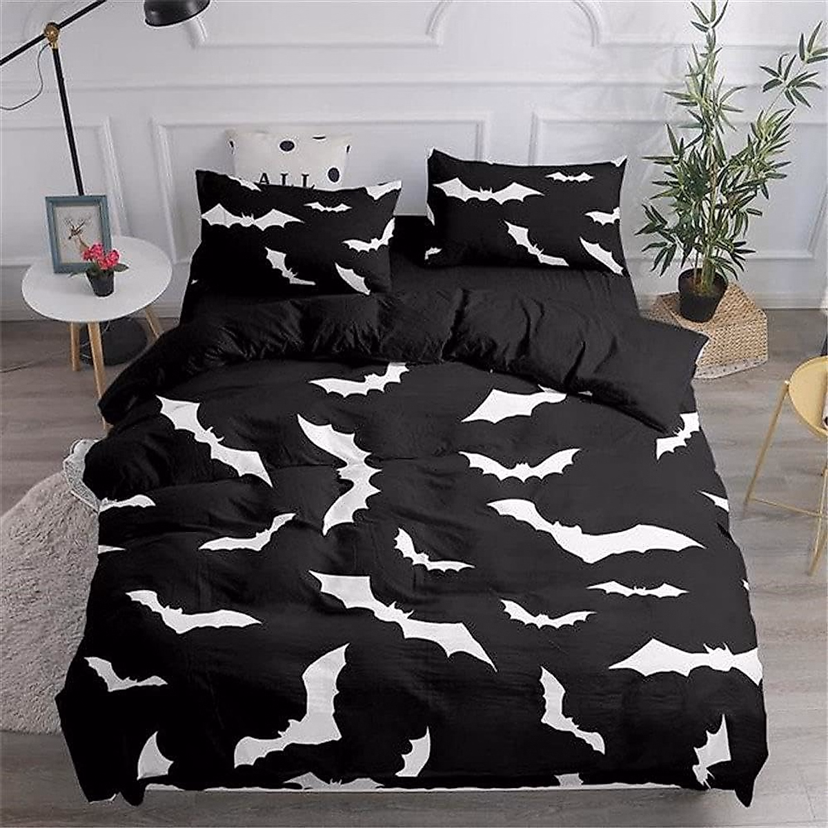 YXYSHXR Bedding Bat Comforter Set Vampire Queen Comforter Bed Flying Bats Duvet Cover Twin Full Comforter Cover King Bedding Sets for Halloween Bedroom Decor for Kids Teens Boys,Queen(229X229Cm)