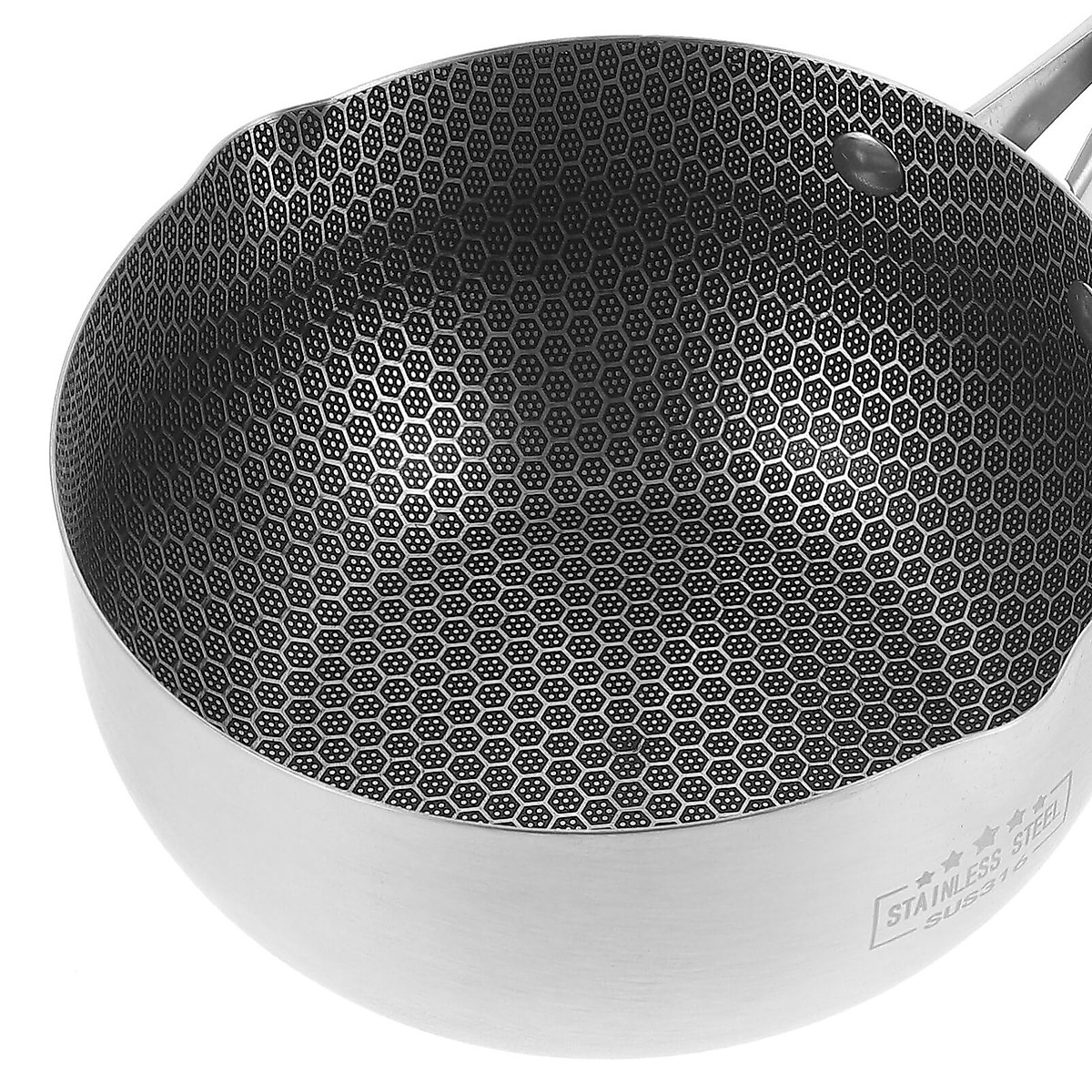 Amosfun Yukihira Saucepan, Traditional Japanese Yukihira Pot Stainless Steel Saucepan Milk Sauce Small Noodle Pot with Handle and Dual Pour Spout Stainless Steel Cookware 20cm