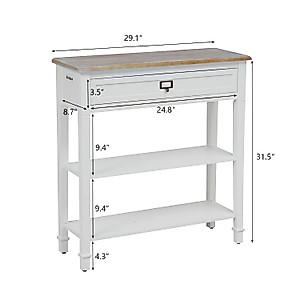 kinbor Accent White Console Table with Drawer and Shelf, Wood Sofa Table with Storage for Entryway Hallway Living Room