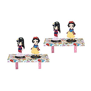 Disney Princess 1970s Style Small Floating Wall Mounted Shelves | Wood Shelf & Display Mount for Bedroom & Office Decor | 12x6 Wooden Shelving for Hanging Books & Toys in Kids Playroom & Nursery Walls