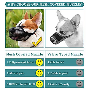 Dog Muzzle, Soft Mesh Covered Muzzles for Small Medium Large Dogs, Poisoned Bait Protection Muzzle with Adjustable Straps, Prevent Biting Chewing and Licking