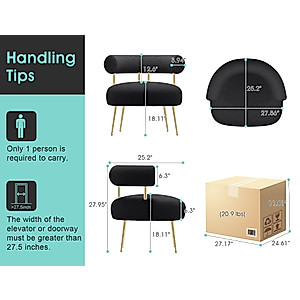 SEYNAR Mid Century Sherpa Boucle Accent Chair, Round Upholstered Barrel Arm Chair for Small Spaces, Fluffy Side Corner Sofa Chair for Living Room, Bedroom, Vanity, Office, Reading Nook(Black)