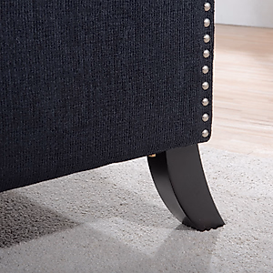 Black Fabric Recliner Chair for Adults Accent Wingback Chair Mid-Century Modern Recliner Tufted Chairs Living Room Armchair for Bedrooms Reading Recliner 27" Wide