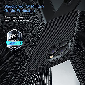 memumi Real Aramid Fiber for iPhone 14 Pro Max 6.7" Case, Sturdy Durable Carbon 0.5 mm Slim Fit for iPhone 14 Pro Max Carbon Fiber Thin Case [ Aramid Fiber] with Military-Grade Drop Protection Black