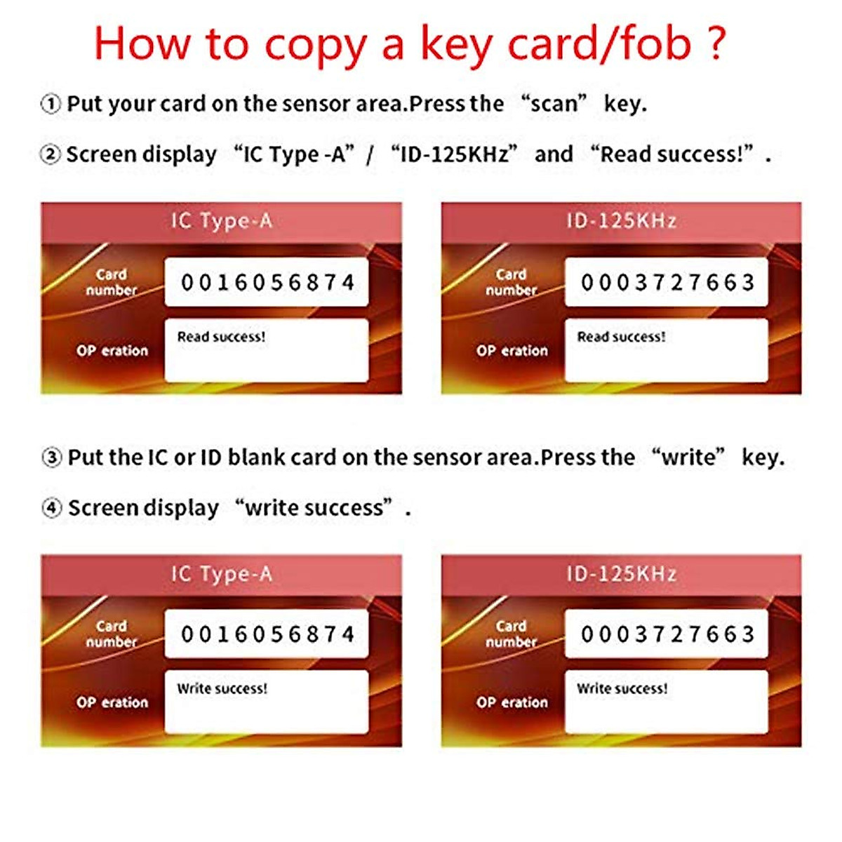 NFC RFID Copier Writer Readers Key Copier Duplicator English 10 Frequency for IC ID Cards/Key Fob and 13.56mhz UID Key,10pcs ID 125kh Key Fobs + 5 Pcs ID 125khz Cards + 10pcs 13.56mhz IC Key + 1 USB